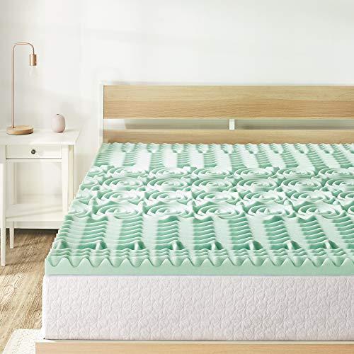 Mellow 1.5 Inch 5-Zone Memory Foam Mattress Topper, Calming Aloe Infusion, Full