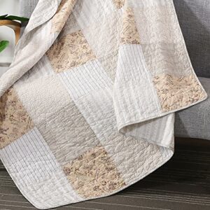 SLPR Country Lane Cotton Patchwork Quilted Throw - 50" x 60" | Farmhouse Lap Quilt for Couch and Bed