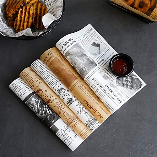 YBB 100Pcs Deli Wax Paper Sheets for Food, Basket Liners Food Picnic Paper Sheets Greaseproof Deli Wrapping Sheets, 10 x 10 Inch