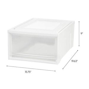 IRIS USA 29.2 L (30.9 US Qt.) Plastic Under Bed Storage Containers with Sliding Organizer Drawers, Stackable Storage Bin for Clothes Linens and Shoes, White