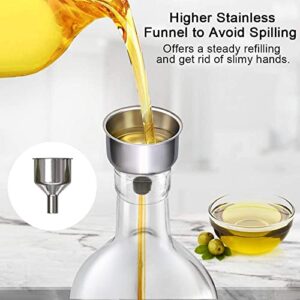 GMISUN Oil And Vinegar Dispenser Set- Comes With Stainless Steel Holder Rack, Clear Glass Olive Oil Dispenser Bottle For Kitchen, Cooking Oil & Vinegar Cruet Set, 2 Pack