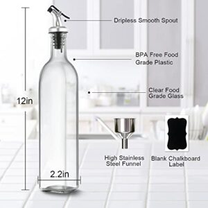 GMISUN Oil And Vinegar Dispenser Set- Comes With Stainless Steel Holder Rack, Clear Glass Olive Oil Dispenser Bottle For Kitchen, Cooking Oil & Vinegar Cruet Set, 2 Pack