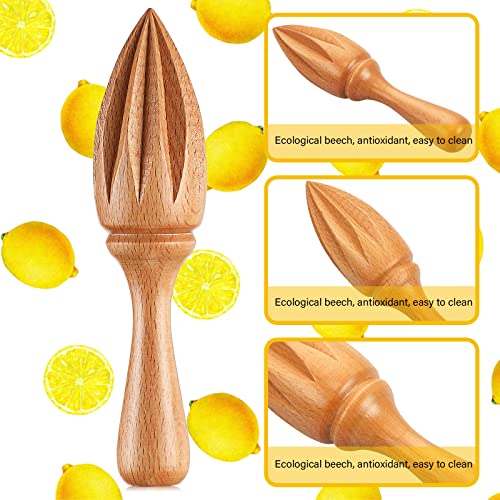 2 Pcs Wooden Citrus Reamer Lemon Hand Juicer Beech Wood Handheld Citrus Juicer Easy to Hold Kitchen Juicing Tool Manual Orange Lime Lemon Juice Reamer Extractor for Daily Home Bar Cafe Restaurant Use