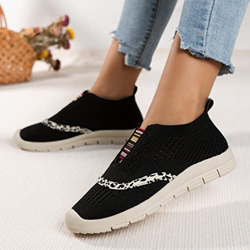 CsgrFagr Fancy Lady Fashion Casual Shoes Mesh Slip On Women Sports Shoes Flat Shoes and Shoes for Women (Black, 7.50)