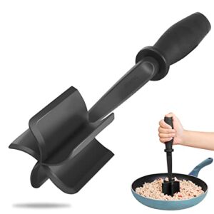 fendic meat chopper, heat resistant hamburger chopper, non stick nylon meat chopper for ground beef, hamburger meat, ground turkey, ground beef smasher & ground meat chopper, potato masher - black…