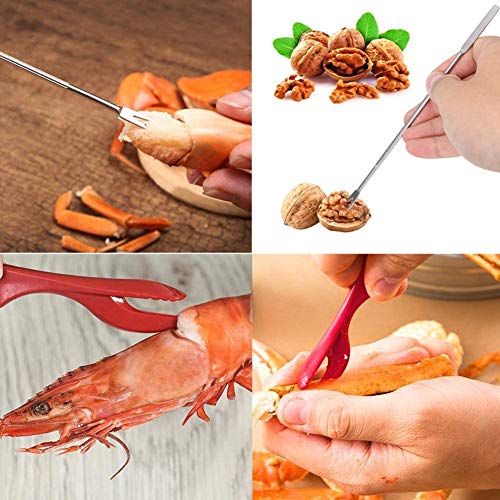 Artcome 21 Piece Seafood Tools Set - 6 Crab Crackers, 6 Lobster Shellers, 6 Wide Crab Forks, 2 Seafood Scissors and 1 Storage Bag