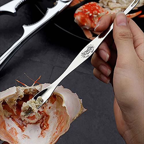 Artcome 21 Piece Seafood Tools Set - 6 Crab Crackers, 6 Lobster Shellers, 6 Wide Crab Forks, 2 Seafood Scissors and 1 Storage Bag