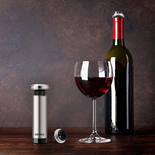 Wine Stoppers EZBASICS Wine Saver Pump with Wine Bottle Stoppers, Stainless Steel Pump + 4 Wine Stoppers¡­