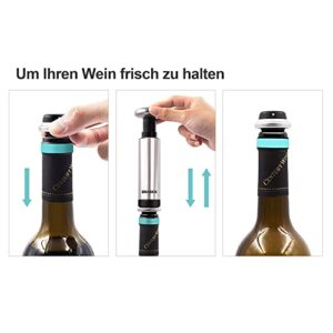 Wine Stoppers EZBASICS Wine Saver Pump with Wine Bottle Stoppers, Stainless Steel Pump + 4 Wine Stoppers¡­