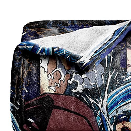 Japanese Anime Flannel Blanket 2set, Soft Lightweight Fleece Throw Blanket with Pillowcase Warm Durable Sofa Couch Decor Beding