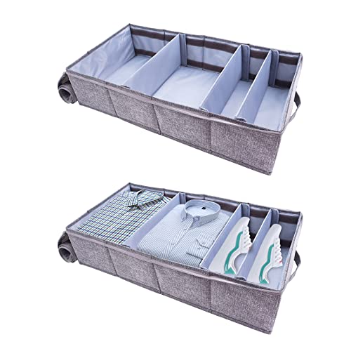 GDV Under Bed Storage,2Pcs Clear Panel Under Bed Shoe Storage, With Zipper Underbed Storage Containers Bin And W/Reinforced Handle Under Bed Storage Organizer Box,For Clothing,Pillows