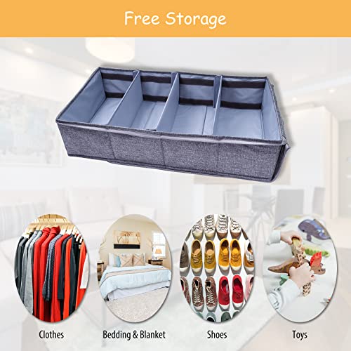 GDV Under Bed Storage,2Pcs Clear Panel Under Bed Shoe Storage, With Zipper Underbed Storage Containers Bin And W/Reinforced Handle Under Bed Storage Organizer Box,For Clothing,Pillows