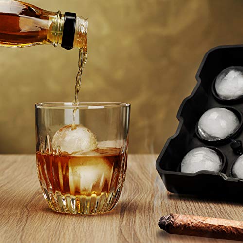 Premium Ice/Cake Ball Maker, Whiskey Ice Mold, 9 Spherical Balls Ice Tray makes 1.8" / 4.5cm Sphere, 3 Securing Systems Preventing Leakage -Silicone