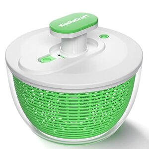 kuchecraft salad spinner large 6.3 qt, manual lettuce spinner for vegetable prepping, one-handed pump fruit spinner dryer with bowl and colander, dishwasher safe veggie fruit washer spinner-green