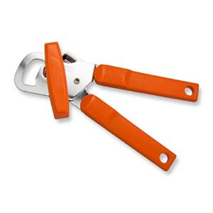 left handed manual can opener, orange handle