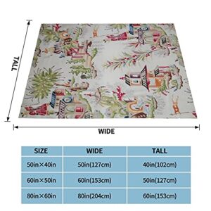 Chinoiserie Pagodas Toile Chinese Style Warm Sofa Blankets Ultra-Soft Throw Multi-Size Micro Fleece Double Blanket for Bed Couch Living Room