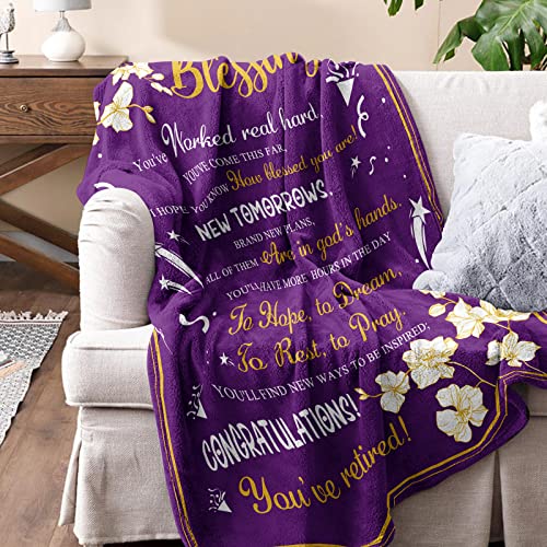 Happy Retirement Gifts for Women 2023, Retirement Blanket Gift, Best Female Retirement Gifts Ideas, Classy Retired Gifts for Women, Nurses, Doctors, Farewell Gifts for Coworker Throw Blanket 60"x 50"