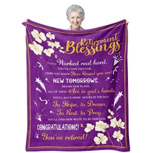 happy retirement gifts for women 2023, retirement blanket gift, best female retirement gifts ideas, classy retired gifts for women, nurses, doctors, farewell gifts for coworker throw blanket 60"x 50"