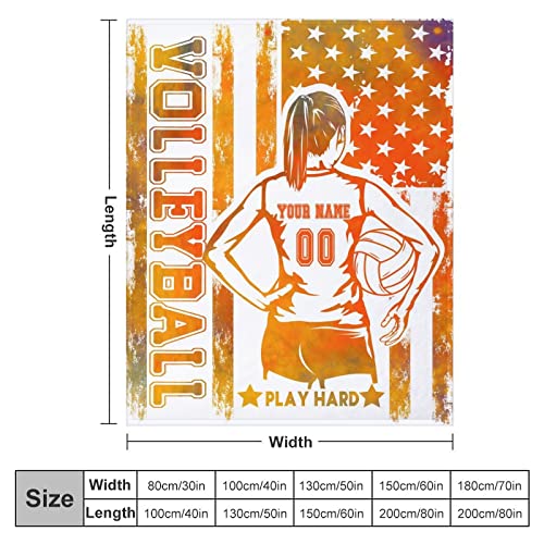 BEOIIBIRD Custom Volleyball Blanket Gifts, Throw Blankets 50”x40” Warm Cozy Soft, Personalized Blanket with Text for Athletes Players Children Girls Game Bed Sofa Couch Travel Car