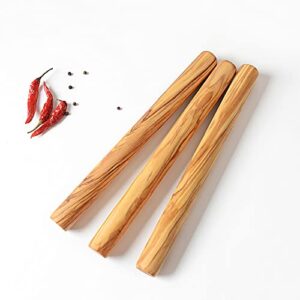 Ideaolives Olive Wood Rolling Pin, Natural Wood Dough Roller, French Rolling Pins for Baking, Non-Toxic Thin Rolling Pin for Pizza Bread Fondant Pasta, Wooden Pizza Roller with No Dents or Gaps, 11.5"