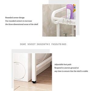 BKGDO Washer Storage Frames Floor Standing Punch Free Suitable for Over Toilet,Balcony Sundries Storage Drum Washinghine Shelf,Bold Steel Pipe Bathroom Rack,High Temperature Steel Rack/White