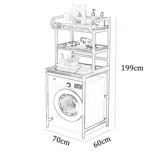 BKGDO Washer Storage Frames Floor Standing Punch Free Suitable for Over Toilet,Balcony Sundries Storage Drum Washinghine Shelf,Bold Steel Pipe Bathroom Rack,High Temperature Steel Rack/White