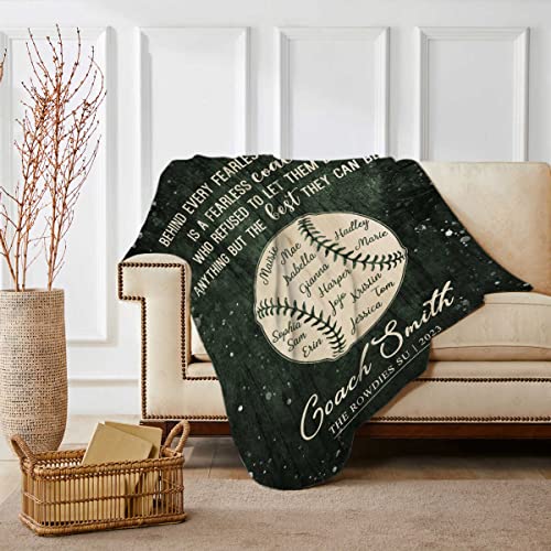 Rimmer Personalized Thank You Softball Coach Blanket, Softball Team Gifts for Softball Coach, Anniversary Present for Softball Lovers, Great Gifts for Softball Fans on Christmas Birthday Fathers Day