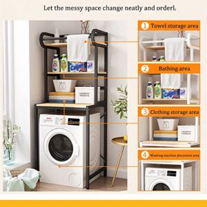 BKGDO Washer Storage Frames Floor Standing for Over Toilet,Multipurpose Curved Design Anti-Bump Washinghine Shelf,Carbon Steel Frame Washinghine Shelf Bathroom Storage/Black