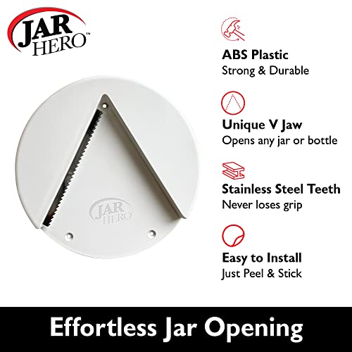 Jar Hero - Under Cabinet Jar Lid & Bottle Opener - Opens Any Size Jar - Effortless Jar Opener For Weak Hands & Seniors with Arthritis