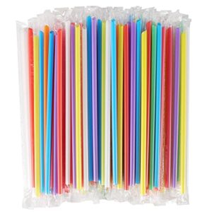 [400 pcs] colorful individually wrapped disposable plastic straws(7.5" longx0.23" diameter)