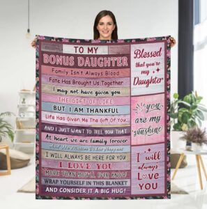 cogobiti bonus daughter gifts from stepmom bonus mom mother in law stepdad throw blankets bonus daughter birthday graduation for stepdaughter blanket 50"x60"