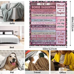 Cogobiti Bonus Daughter Gifts from Stepmom Bonus Mom Mother in Law Stepdad Throw Blankets Bonus Daughter Birthday Graduation for Stepdaughter Blanket 50"x60"