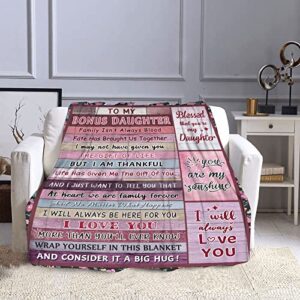 Cogobiti Bonus Daughter Gifts from Stepmom Bonus Mom Mother in Law Stepdad Throw Blankets Bonus Daughter Birthday Graduation for Stepdaughter Blanket 50"x60"