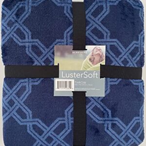 Berkshire Blanket LusterSoft Velvetloft Throw Blue Geometric