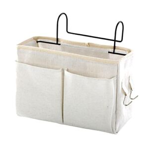 surblue bedside caddy bedside storage bag hanging organizer for bunk, hospital beds, dorm rooms bed rails camp 4 pockets and 2 hooks (white)