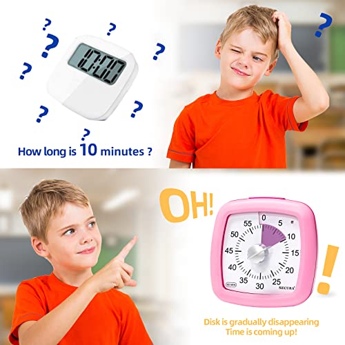 Secura 60-Minute Visual Timer, Silent Study Timer for Kids and Adults, Time Clocks, Time Management Countdown Timer for Teaching