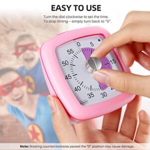 Secura 60-Minute Visual Timer, Silent Study Timer for Kids and Adults, Time Clocks, Time Management Countdown Timer for Teaching