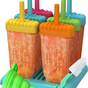 Popsicles Molds, Ozera Set of 6 Reusable Ice Pop Molds Easy Release Popsicle Maker Molds Cream Popcical Molds for Homemade Popsicles With Funnel & Cleaning Brush