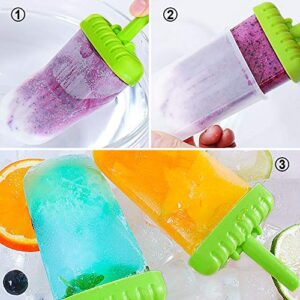 Popsicles Molds, Ozera Set of 6 Reusable Ice Pop Molds Easy Release Popsicle Maker Molds Cream Popcical Molds for Homemade Popsicles With Funnel & Cleaning Brush