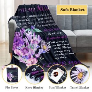 Zando Great Mothers Day Gifts for Mom,Birthday Gifts for Women,Grandma Gifts for Mom,Mothers Day Throw Blanket for Mom from Daughter Son Super Soft Sofa Bed Blanket To My Mom,Purple Flower 60"x80"