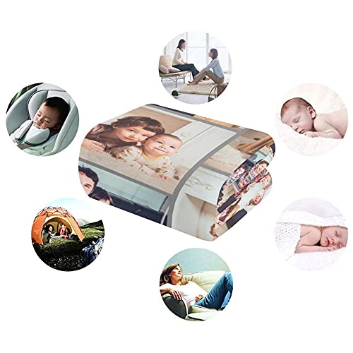 Custom Blanket Personalized Throw Blanket with Photo College Soft Flannel Blanket Customized Souvenirs Gifts for Baby Dad Mom Grandma Grandpa Friends Couple Wedding and Pets (5 Photos, 30x40 Inch)