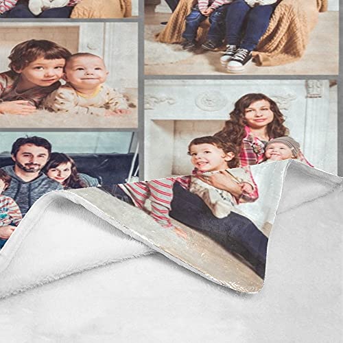 Custom Blanket Personalized Throw Blanket with Photo College Soft Flannel Blanket Customized Souvenirs Gifts for Baby Dad Mom Grandma Grandpa Friends Couple Wedding and Pets (5 Photos, 30x40 Inch)