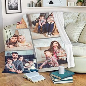 Custom Blanket Personalized Throw Blanket with Photo College Soft Flannel Blanket Customized Souvenirs Gifts for Baby Dad Mom Grandma Grandpa Friends Couple Wedding and Pets (5 Photos, 30x40 Inch)