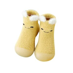 infant boys girls animal cartoon socks shoes toddler fleece warmthe floor socks non slip prewalker shoes big boy shoes (yellow, 0-6 months)