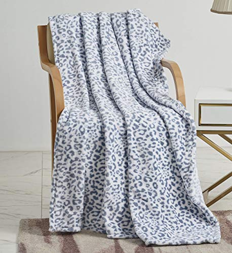 Noble House by Décor&More Extra Heavy and Plush Oversized Throw Blanket (50" x 70") - Grey&White Leopard