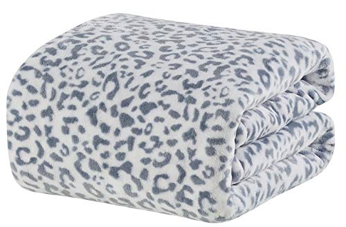 Noble House by Décor&More Extra Heavy and Plush Oversized Throw Blanket (50" x 70") - Grey&White Leopard