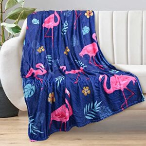 RosieLily Flamingo Throw Blanket, Soft Lightweight Couch Sofa Bed Throws and Blankets, 60”x80” Flannel Fleece Blanket Decor for Women, Flamingo Gifts Christmas Holiday Party Decorations