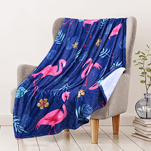 RosieLily Flamingo Throw Blanket, Soft Lightweight Couch Sofa Bed Throws and Blankets, 60”x80” Flannel Fleece Blanket Decor for Women, Flamingo Gifts Christmas Holiday Party Decorations