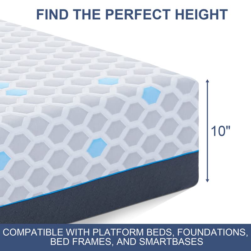 Opoiar Twin XL Mattress - Memory Foam Mattress 10 Inch Bamboo Charcoal Gel Memory Foam Mattress in a Box, Foam Bed Mattress Medium Firm, Full Size Mattress,USA