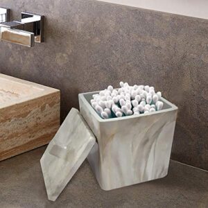 nu steel Stone Hedge Resin Decorative Bathroom Vanity Countertop Storage Organizer Canister Jar for Cotton Swabs, Rounds, Balls, Makeup Sponges, Bath Salts-Marble